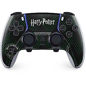 Skinit Gaming Decal Skin Compatible with PS5 DualSense Edge Pro Controller - Officially Licensed Warner Bros Team Slytherin Design