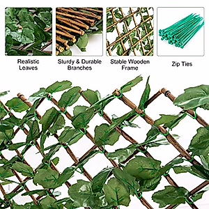 Giantex 3PCS Expandable Artificial Hedges Faux Ivy Leaves Fence, Stretchable Artificial Ivy Privacy Fence Screen Decorative Trellis for Backdrop Outdoor Garden Porch Patio Home Decorations