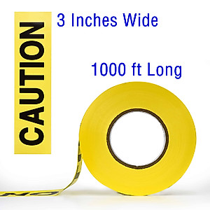 Caution Tape | Black and Yellow | Warning Keep Out | Halloween | Crime Scene Police Tape | Danger Barricade Hazard Construction Tape Roll | Do Not Enter | Flagging | 3 In x 1000 FT | by Teegan Tapes