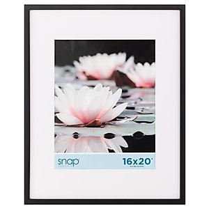 Snap - 16"x20" Black Wall Picture Frame - Single White Mat - Matted for 11"x14" Image - Versatile Display Option for Your Cherished Memories - Rectangular Tabletop - White Poster Frame