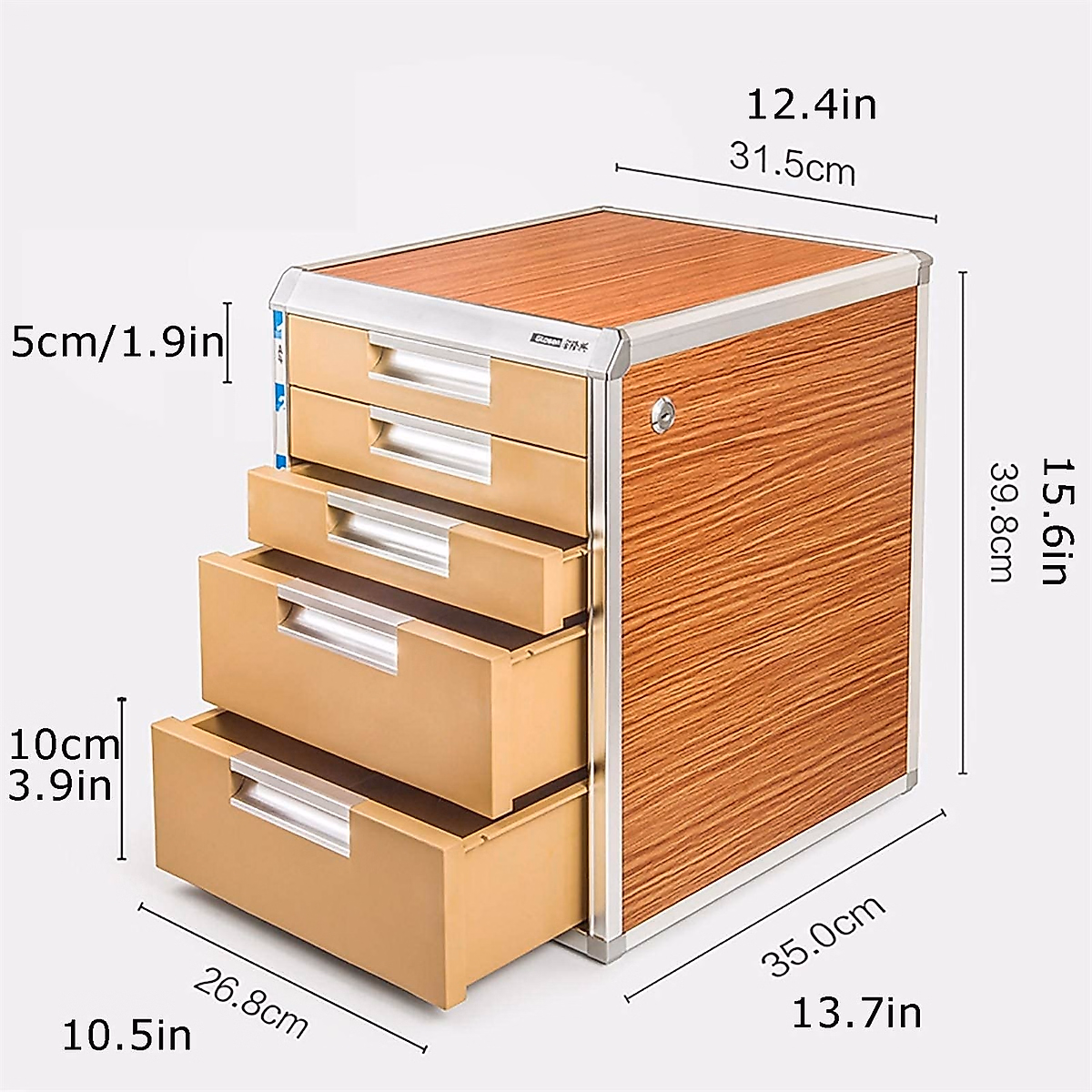 BIZOLE Flat File Cabinet Storage, Desktop Drawer Cabinet, 4/5 Tier Aluminum Alloy File Cabinet, Office Supplies A4/Receipt File Organizer, for Desktop Office Supplies and Home (Color : 5 Layers)