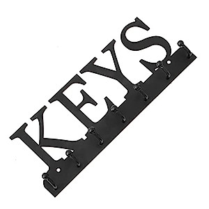 Key Holder Wall Mounted Key Hooks for Wall Decorative with 7 Hooks Black Metal Key Organizer Rack Hanger for Entryway, Front Door, Hallway, Office 10X3.7 inches