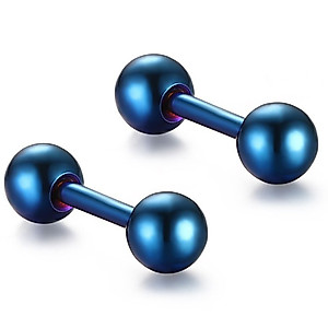 Tanyoyo 4mm Surgical Stainless Steel Ear Piercing Studs Earrings sets 5 Pair Mixed Colors High Polished 16G