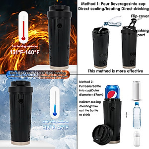 LILOOVKE Smart Cup Car Electric Cooling and Heating Cup 12V Car Travel Heating Cup Smart Coffee Mug 12oz Insulated Mug for Car/Office/Home/Travel Multi-function Temperature Control Electric Kettle