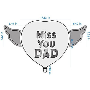 Miss You Dad Heavenly Balloons heart shaped with angel wings (Red)