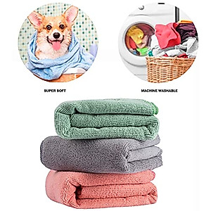 Microfiber Dog Towel, 3 Pack Large Pet Bath Towels 40″ x 20″, Quick Fast Drying Super Absorbent Lightweight Cat and Puppy Shower Essentials