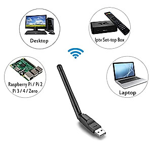 150Mbps USB WiFi Adapter, LOTEKOO RT5370 Chip Wireless Network Card Adapter for Desktop Laptop Windows, MAC OS, Linux, Raspberry Pi /Pi 2 3 4 Zero, Mag Set-Top Box
