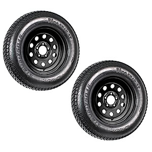 eCustomrim 2-Pack Trailer Tire On Black Wheel Modular Rim ST205/75D15 LRC 5 Lug On 4.5 15 x 5-2 Year Warranty w/Free Roadside