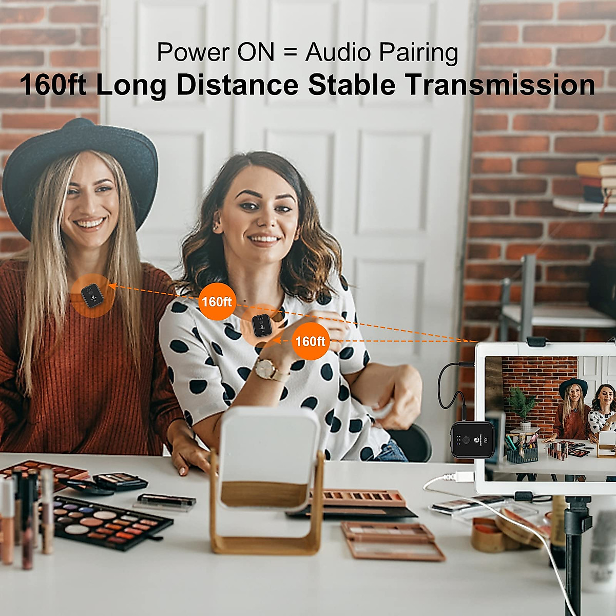 ZOWEETEK Wireless Lavalier Microphone Dual Channel,Suitable for iPhone,Android Phone,Ipad,DSLR,GoPro,Camera,Laptop.