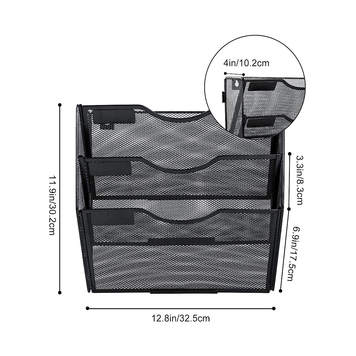 superbpag Hanging Wall File Organizer 3 Pocket, Wall Mounted Mail Document Holder Paper Storage Rack, Wall Organization for Office Home Classroom, Black