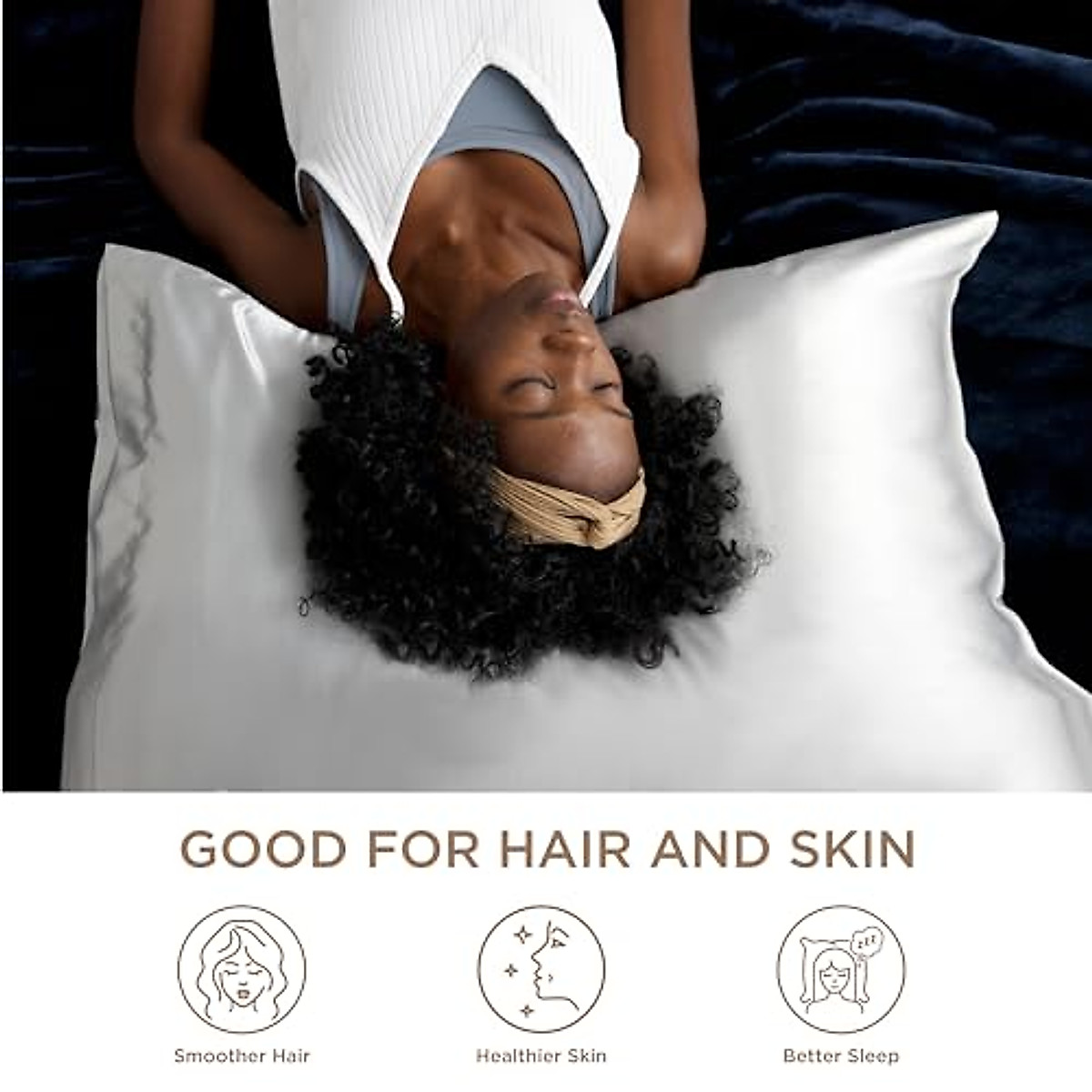 Bedsure Satin Pillowcases Standard Set of 2 - Black Silk Pillow Cases for Hair and Skin 20x26 inches, Satin Pillow Covers 2 Pack with Envelope Closure, Gifts for Women Men