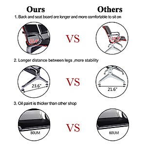 Kinfant 5-Seat Waiting Room Chairs Sofa Furniture - Office Guest Reception Chair with Armrest for Waiting Room Airport Hospital Bank (Black - PU+Mesh)