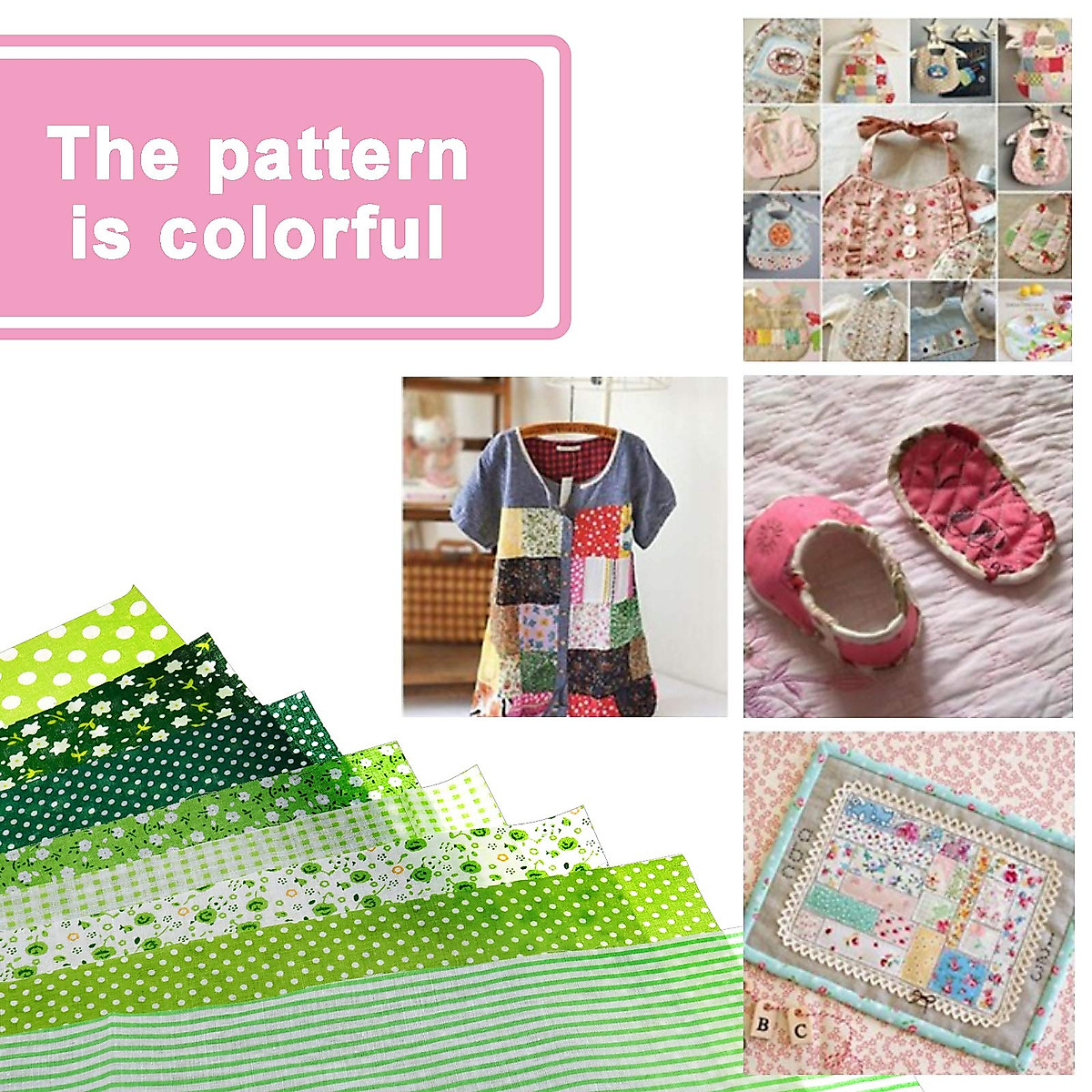 Create idea 8Pcs 50x50cm Green Field Patchwork Fat Quarters Quilting Quilting Prints Cotton Fabric Bundles Squares DIY Sewing Pastoral Style