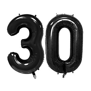 XLOOD Number 30 Balloons 32 inch Digital Balloon Alphabet 30 Birthday Balloons Digit 30 Helium Balloons Big Balloons for Birthday Party Supplies Wedding Bachelorette Bridal Shower, Black Number 30th