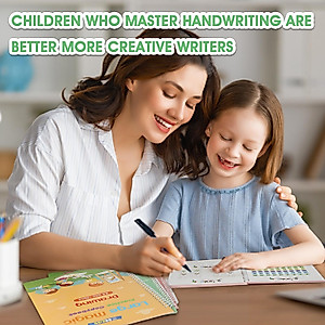 Monking 4Pc Large Magic Practice Copybook for Kids,Handwriting Practice Book 4 Pack with Pen Refill English Cursive Calligraphy Reusable Age 3-8 ，11.4x8.3Inch (4pc+2 pen)