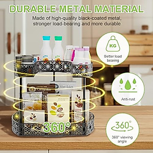 JBBTOOL 2 Tier Lazy Susan Organizer, Metal Turntable Spice Rack, 12-inch Adjustable Rotating Lazy Susan for Cabinet Pantry Kitchen Countertop Dining Table Cupboard Vanity Storage Bathroom
