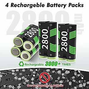 Battery Pack for Xbox One, Rechargeable Xbox One Controller Battery Pack with 4 x 2800mAh for Xbox One Series X Battery, Xbox Charging Accessories Kit for Xbox One Series S/X, Xbox One/X/S/Elite