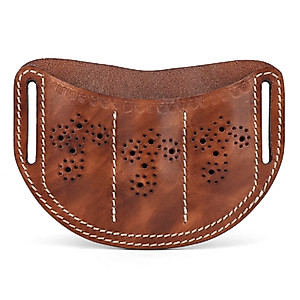 Tourbon Leather Pocket Folding Knife Sheath with 3 Slots Belt Holster Carry Open Top Trapper Knives Carrier