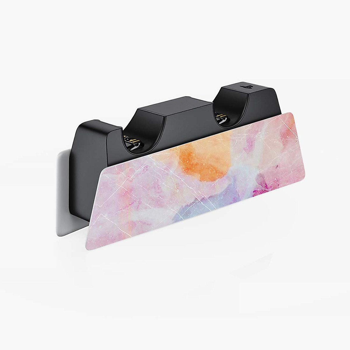 PlayVital Orange Pink Marble Effect Full Set Skin Decal for ps5 Console Disc Edition, Sticker Vinyl Cover for ps5 Controller & Charging Station & Headset & Media Remote