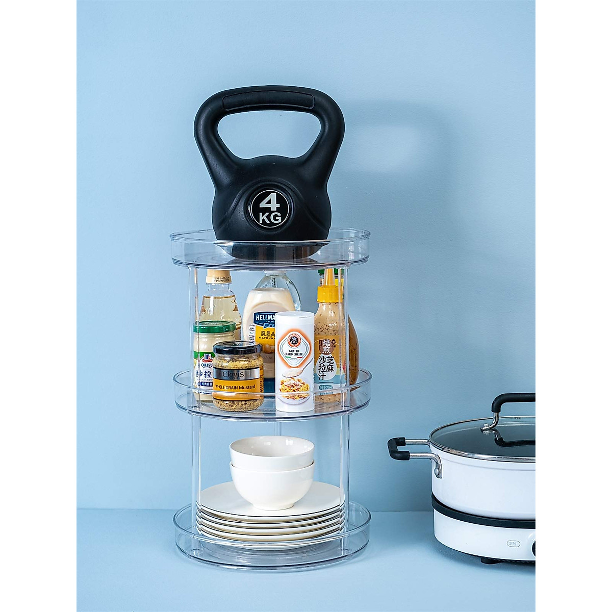 2 Pack Lazy Susan Organizer, Lazy Susan Turntable for Cabinet, PlasticTurntable Organizer Rotating Spice Rack - for Kitchen, Pantry, Bathroom, Fridge,Table, Countertop