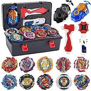 Bey Battle Burst Gyro Blade Toy Set Great Present for Kids Children Boys Ages 6 8 10 12+ Metal Fusion Attack Top Battling Game 10 Spinning Tops 2 Two-Way Launcher 2 Handles