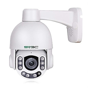 SV3C POE PTZ Security Camera Outdoor 5MP Auto Tracking 5X Optical Zoom Floodlight Color Night Vision IP Camera, 2-Way Audio, Metal Shell, RTSP, FTP, SD Card Record, PC, APP, Onvif Conformant, Wired