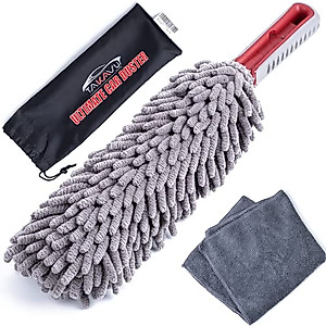 Car Duster Interior by TAKAVU, 360° Microfiber Fingers, Unbreakable Comfort Handle, Lint and Scratch Free, Include Microfiber Towel, for Car & Home Use, The Best Auto Accessories