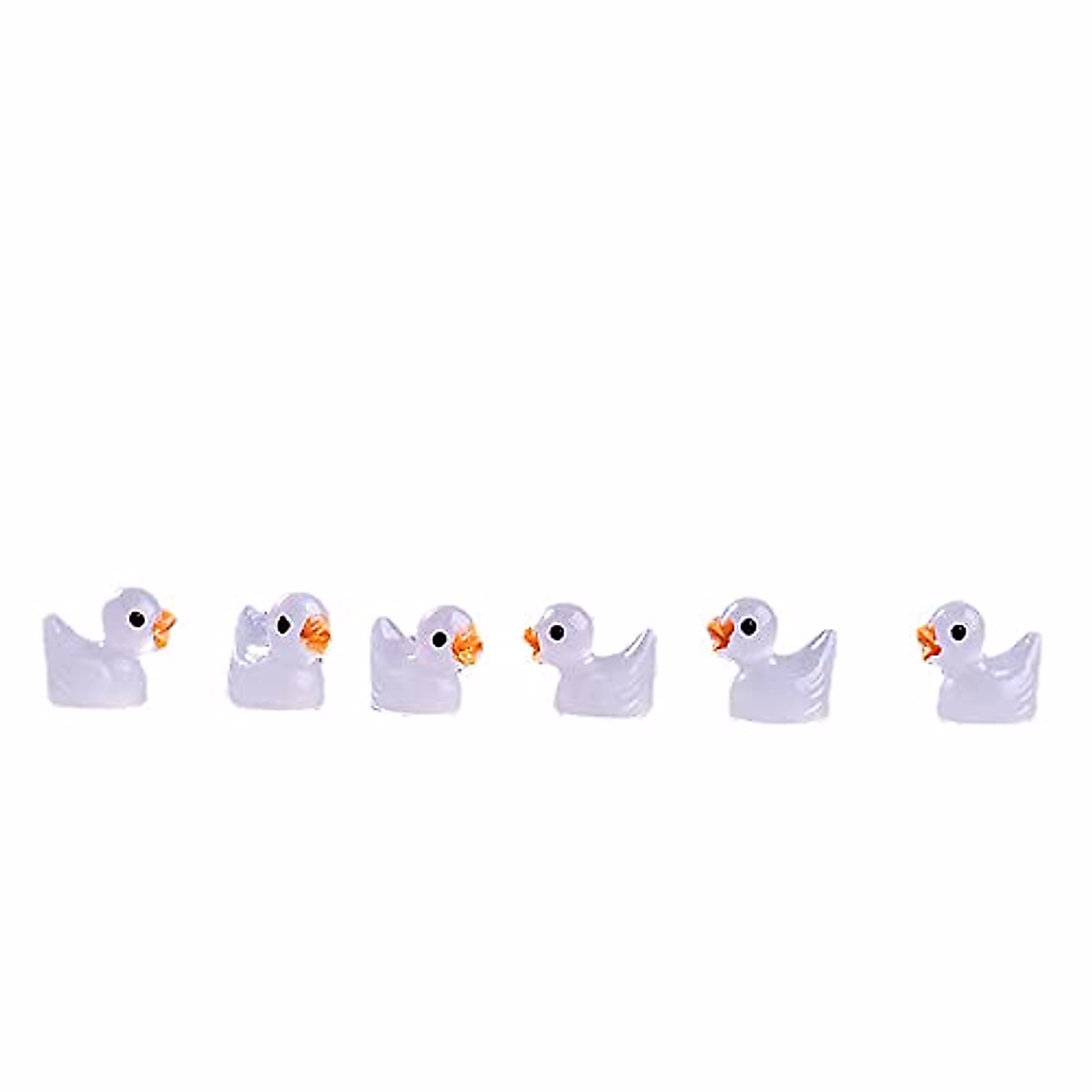 30Pcs Mini Luminous Bunny Duck Figurines Bulk Luminous Rabbit Duck Miniature Figurines Resin Miniature Animals White Tiny Bunny Duck Figures Glow in The Dark Garden Decoration
