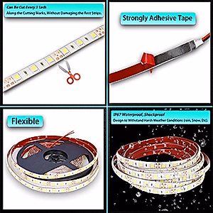 Seagenck RV Led Awning Party Light, Led Awning Strip Light for Camper Motorhome Travel Trailer Concession Stands Food Trucks, Light Up Canopy Area for BBQ Play Cards, 5m(16.4ft), Dc 12v, White