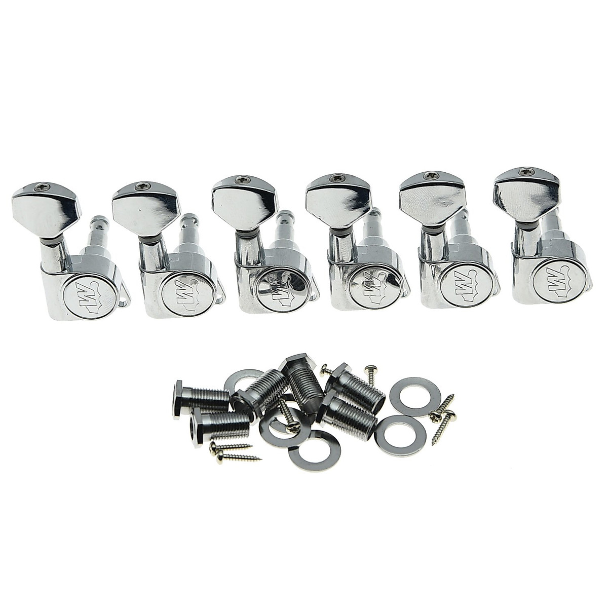 Wilkinson 6 Inline Chrome E-Z Post Guitar Tuners EZ Post Guitar Tuning Keys Pegs Guitar Machine Heads for Strat Tele