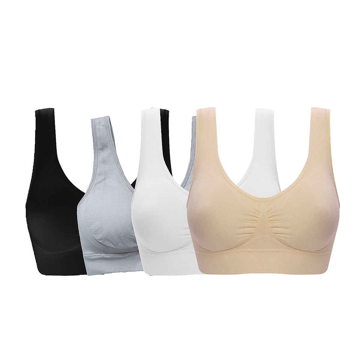 Women's Comfort Workout Sports Bra Low-Impact Activity Sleep Bras Pack of 4 3XL
