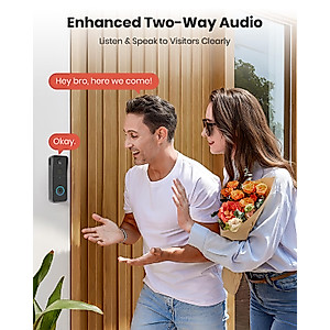 CAMSTRO Doorbell Camera Wireless - 3K Video Doorbell with Chime, 2.4G WiFi Outdoor Security Cemera,Smart Human Detection, 2-Way Audio,Voice Changer,Night Vision,Works with Alexa and Google Assistant