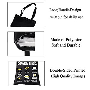 Airplane Lover Gifts Airplane Tote Bag Things I Do In My Spare Time Airplane Enthusiast Aviation Pilot Gifts Canvas Tote Bag (Time Airplane tote)