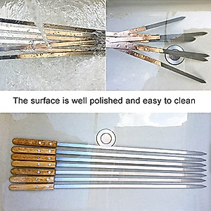 Voniel 23.5 Inch Extra Long Large Kabob Skewers,12pcs Flat Wide Stainless Steel BBQ Skewer,Reusable Barbecue Stick for Grilling,Metal Heavy Duty Thick Kebab with Wooden Handle with Bag.