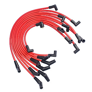 JDMSPEED New Red 10.5mm Racing Spark Plug Wires Set Replacement for Ford 5.0L 5.8L, SB SBF 302