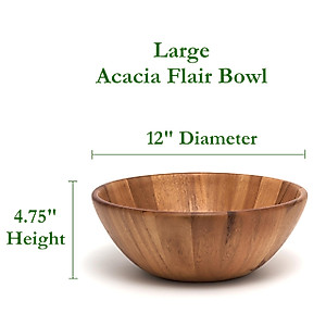 Lipper International Acacia Round Flair Serving Bowl for Fruits or Salads, Large, 12" Diameter x 4.5" Height, Single Bowl