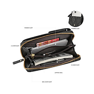 Youniya Cell Phone Purse Cell Phone Bag with Credit Card Wallet Phone Crossbody Bags for Women (Black)