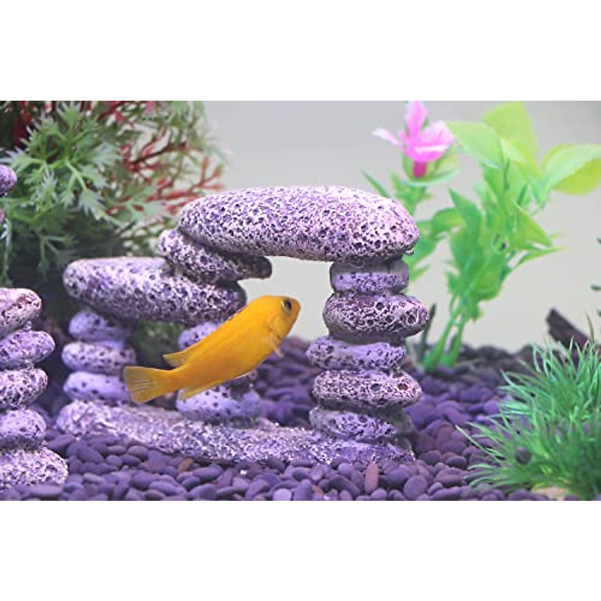 AQUA KT Aquarium Landscape Cobblestone Stacked Stones for Cichlid Fish Hiding Betta Hideout Tank Decoration, Pack of 2