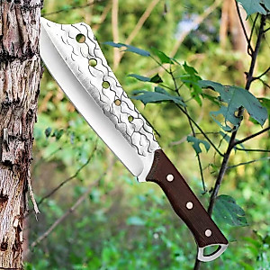 Lienzhe Japan Knives,kitchen knife Meat Cleaver Knife for Meat Cutting,camping knife, japanese chef knife, full tang knife with sheath for Outdoor Cooking, Kitchen Deboning or Camping BBQ