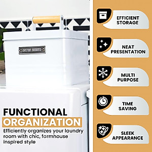 Laundry Dryer Sheets Holder for Laundry Room Organization and Storage | Embossed Modern Farmhouse Metal Laundry Dryer Sheet Holder | Fabric Softener Dispenser for Laundry Room Decor and Accessories