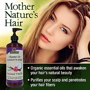 Nature's Answer Essential Oil Conditioner with Pump, Coconut Vanilla, 16-Ounce | Rejuvenates Hair | Hydrating Formula | Essential Oil Infused | Repair and Strengthen Hair