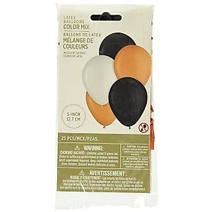 Vibrant Black, White & Orange Latex Balloons - 5" (25 Pieces) | Perfect for Parties & Celebrations