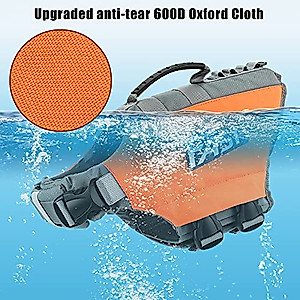 Ownpets Dog Life Jacket, Reflective Dog Safety Vest Adjustable Pet Life Preserver with Strong Buoyancy and Durable Rescue Handle for Swimming, Surfing, Boating,X-Large