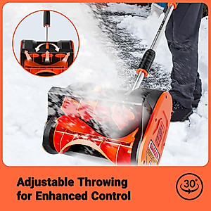 VOLTASK Cordless Snow Shovel, 24V | 12-Inch Cordless Snow Blower, Battery Snow Blower with Directional Plate & Adjustable Front Handle (4-Ah Battery & Quick Charger Included)