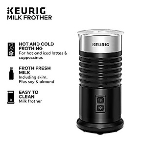 Keurig Standalone Frother Works Non-Dairy Milk, Hot and Cold Frothing, 6 Oz, Black