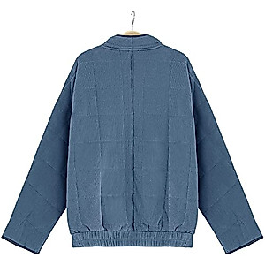 utcoco Women's Causal Lightweight Jacket Stand Collar Long Sleeve Zip Up Winter Coats for Women (Large, Blue Grey)