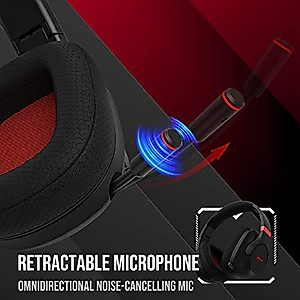 Picun 2.4Ghz/Bluetooth Wireless Gaming Headset for PC, PS5, PS4, Bluetooth Headphones with Retractable Noise-Cancelling Microphone, Soft Memory Foam Over-Ear Headsets for Cell Phone, Laptop, Computer