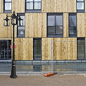 ZJOJO Outdoor Post Light, Triple-Head LED Street Light, 2700K, 1100lumens, Vintage Clear Glass Shade Lamp Lights Fixture for Garden Backyard Patio Walkway, Black-8099