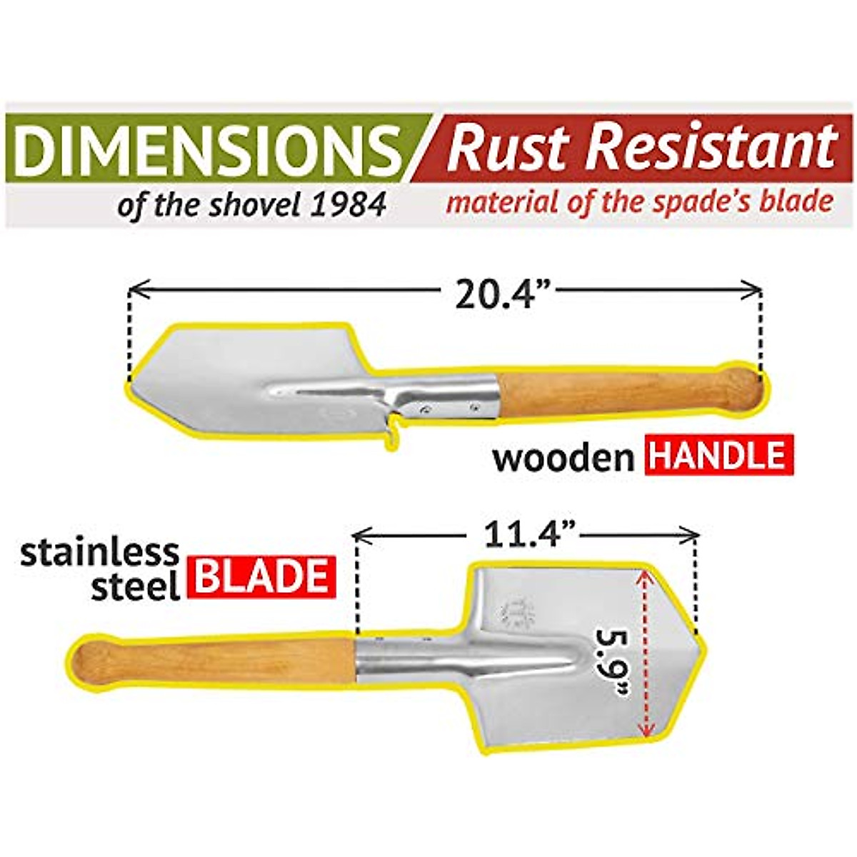 Shovel 1984 Special Forces Shovel Includes Sheath Shovel Stainless Steel with Pouch
