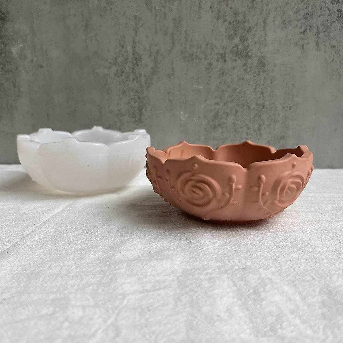 Lotus Storage Bowl Silicone Mold Concrete Flower Pot Silicone Mold Succulent Planter Vase Mold Bowl Dish Tray Mold Plaster Epoxy Resin Mold
